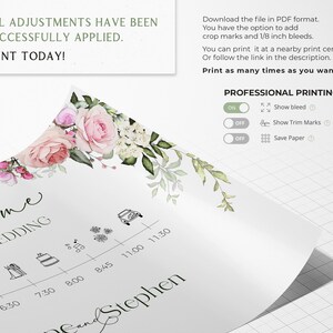 Wedding Order of Events Sign Template Editable Blush Pink Time Line ...