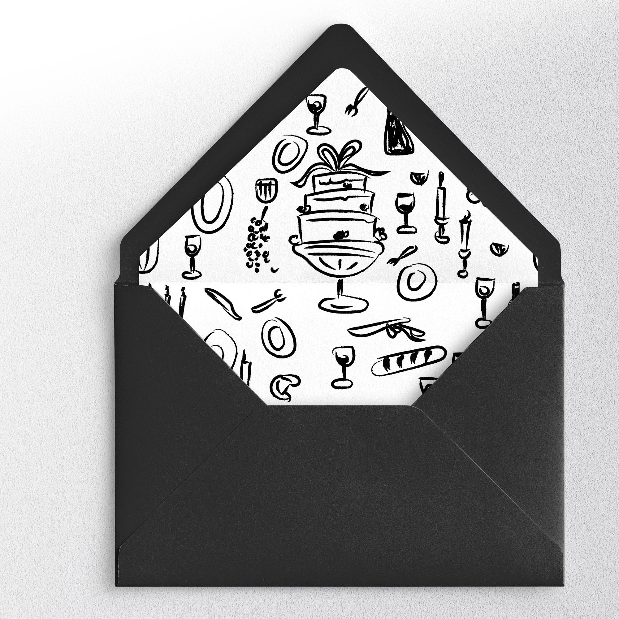 Hand Drawn Envelope Liner Template Hand Drawn Scribble Illustrations ...