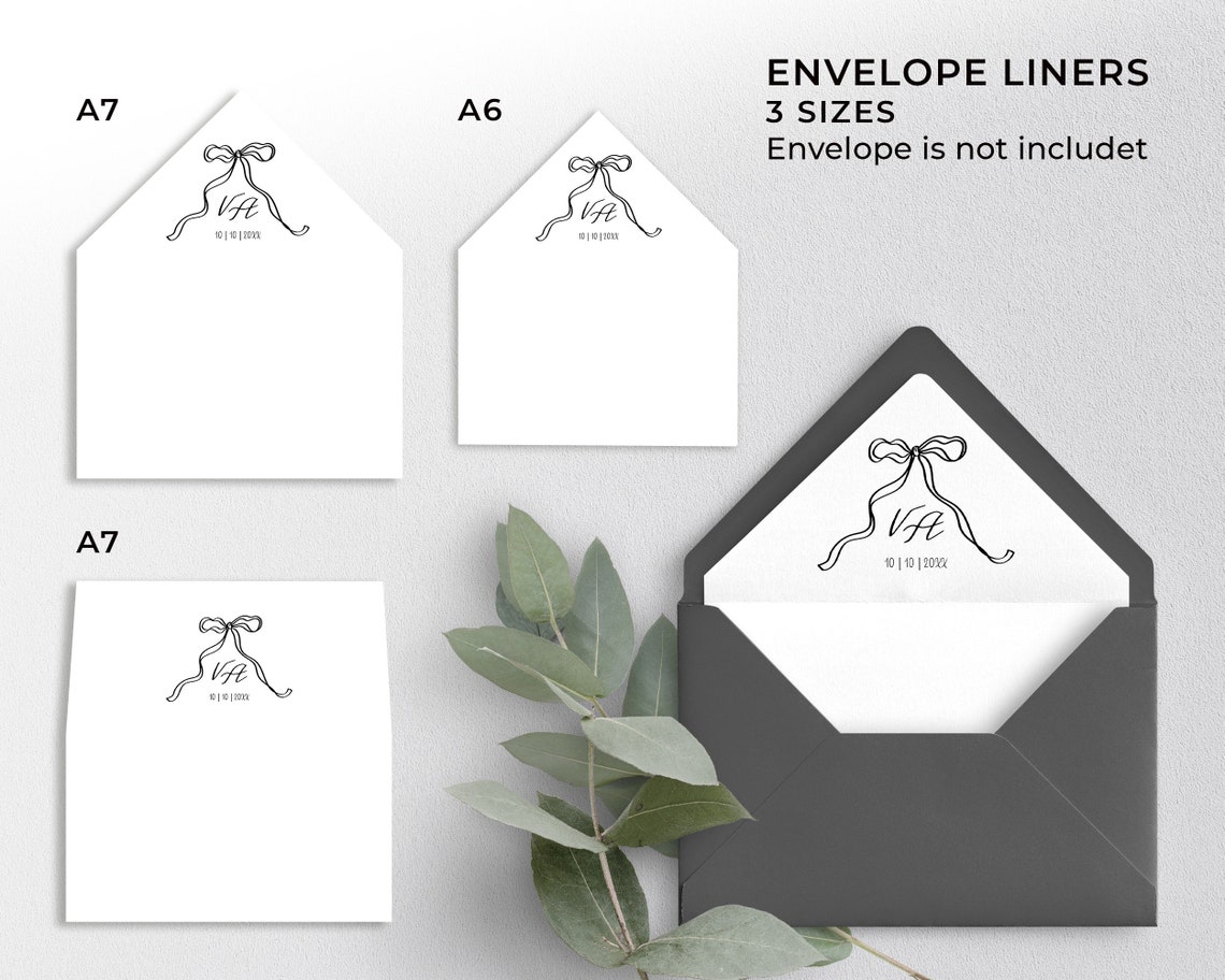 BOW Envelope Liner Template Hand Drawn Liner for Envelope Monogram Hand ...