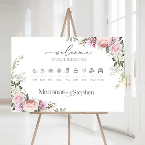 Wedding Order of Events Sign Template Editable Blush Pink Time Line ...