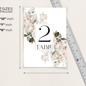 Dusty Pink Table Numbers Template, Printable Soft Pink Wedding Table ...