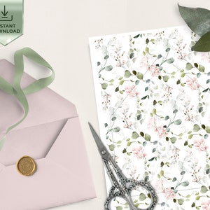 BLUSH PINK Envelope Liner Template | Printable Soft Pink Flowers Liner ...