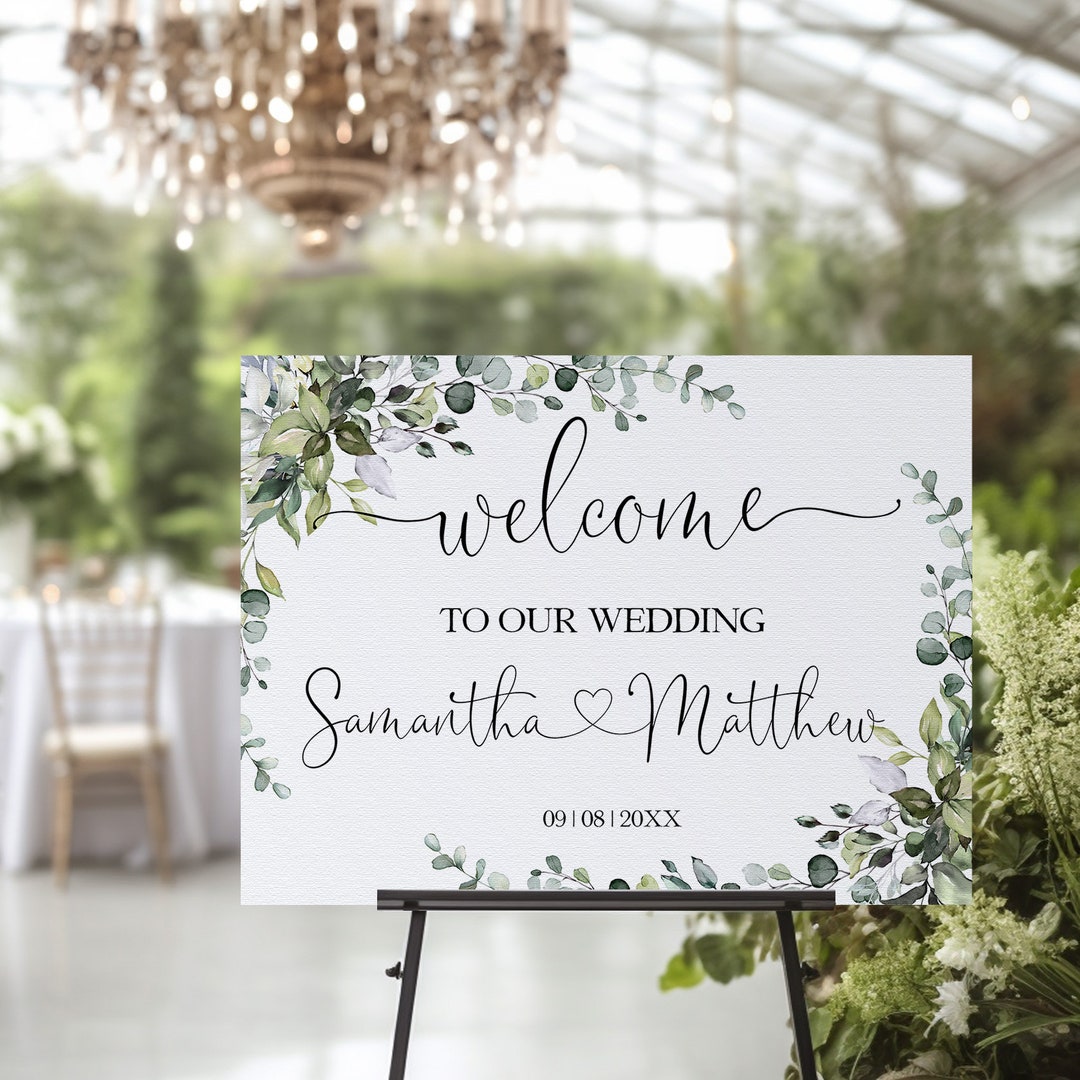 Eucalyptus Welcome Sign Template, Printable Wedding Welcome Poster ...