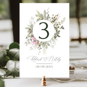 Blush Pink Table Numbers Template, Printable Blush Pink Wedding Table ...