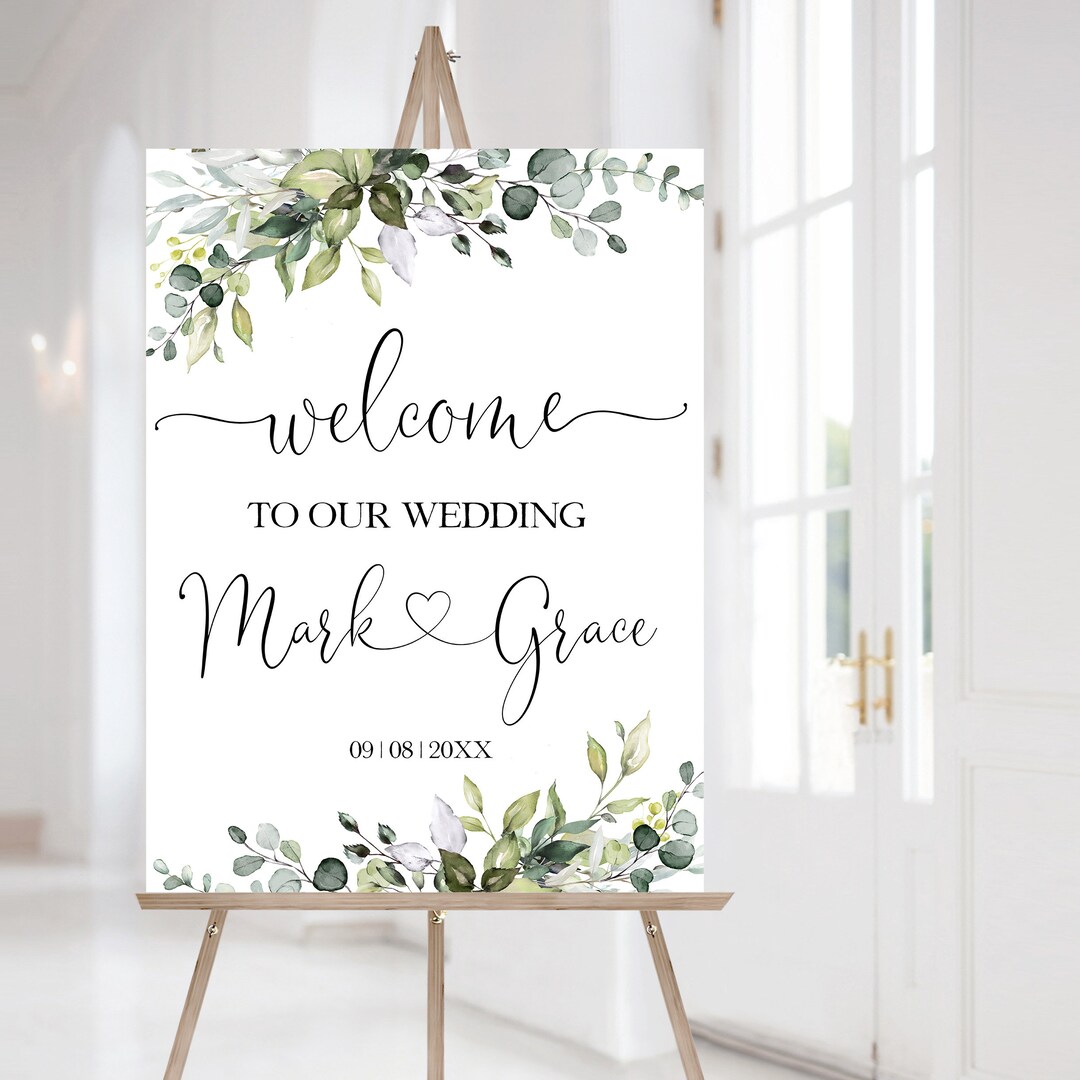 Eucalyptus Welcome Sign Template, Printable Wedding Welcome Poster ...