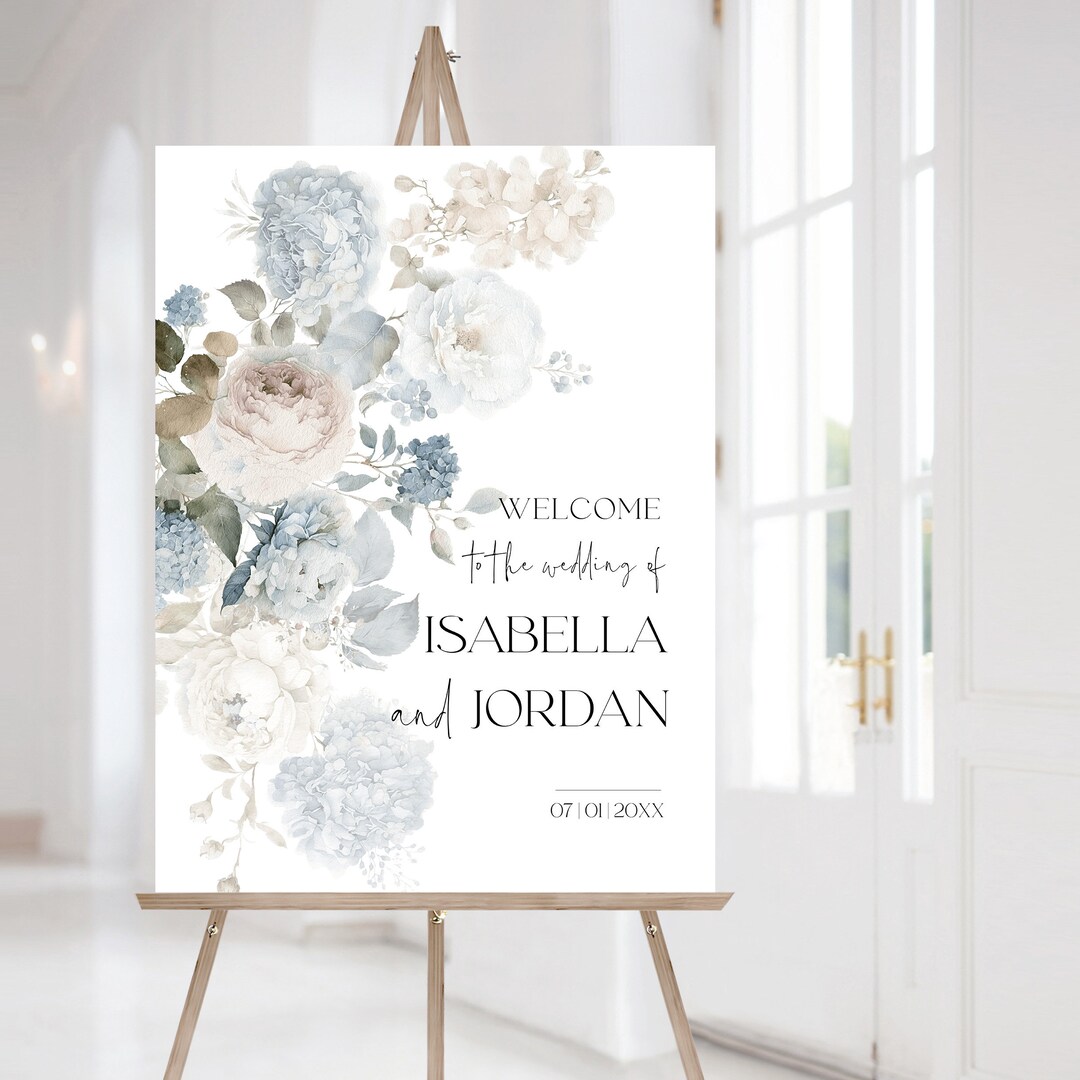 DUSTY BLUE Welcome Sign Template Printable Wedding Welcome Poster ...
