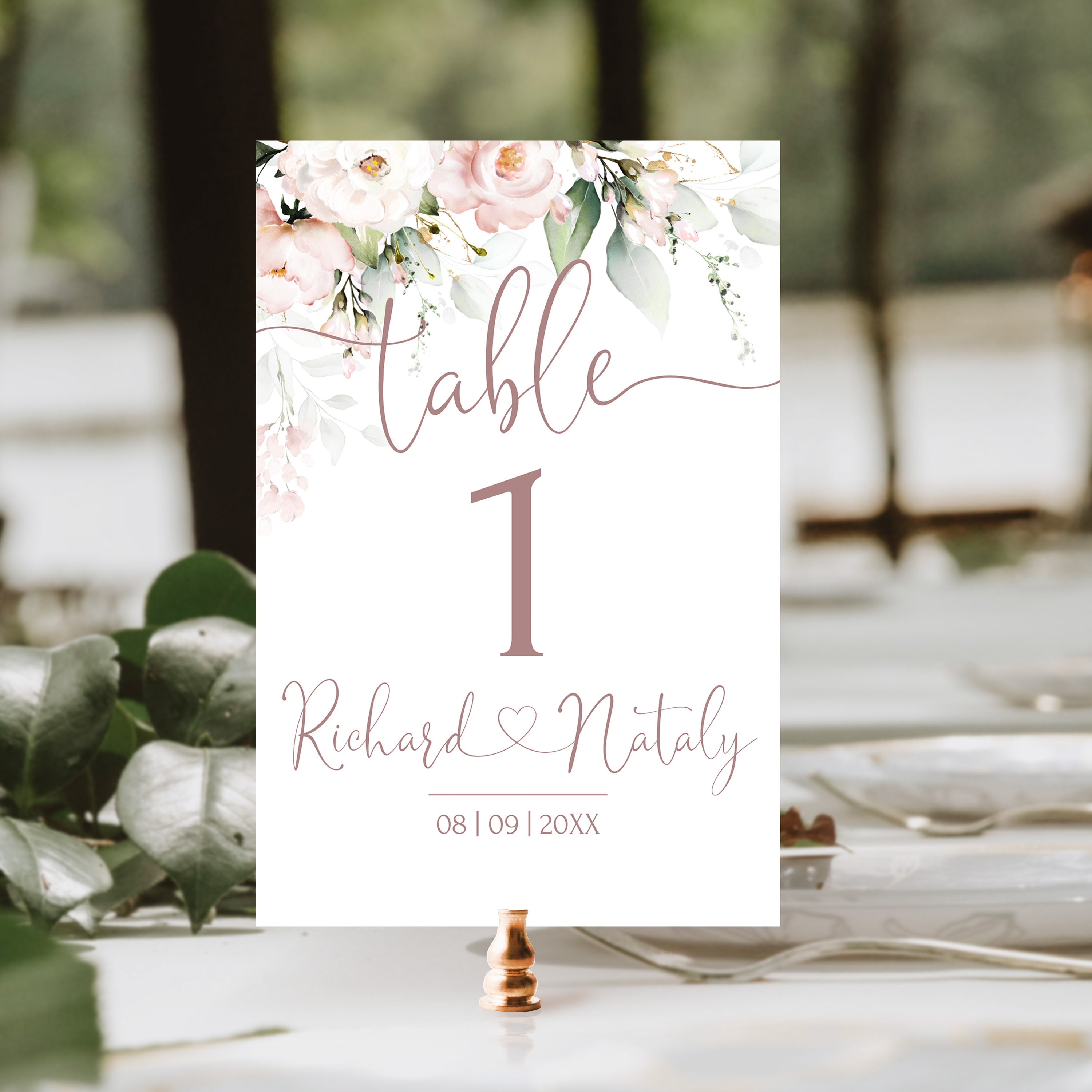 Soft Pink Table Numbers Template Printable Blus Pink Wedding - Etsy