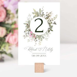Blush Pink Table Numbers Template, Printable Blush Pink Wedding Table ...
