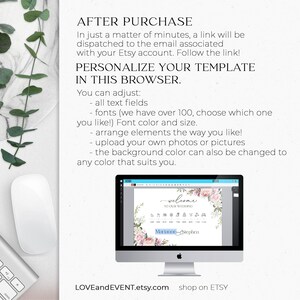 Wedding Order of Events Sign Template Editable Blush Pink Time Line ...