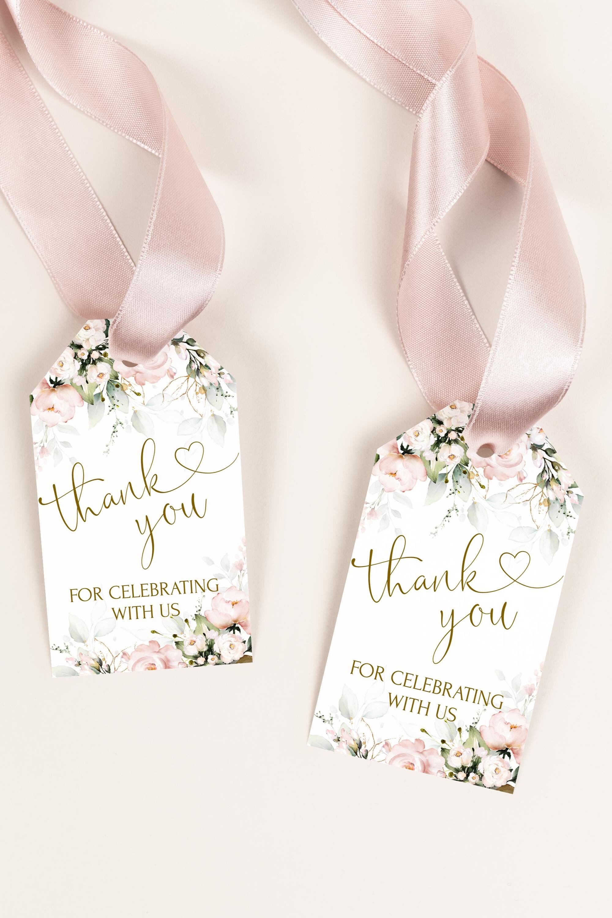 Blush Pink Floral Favor Tag Template: Editable Thank You Tag (digital ...