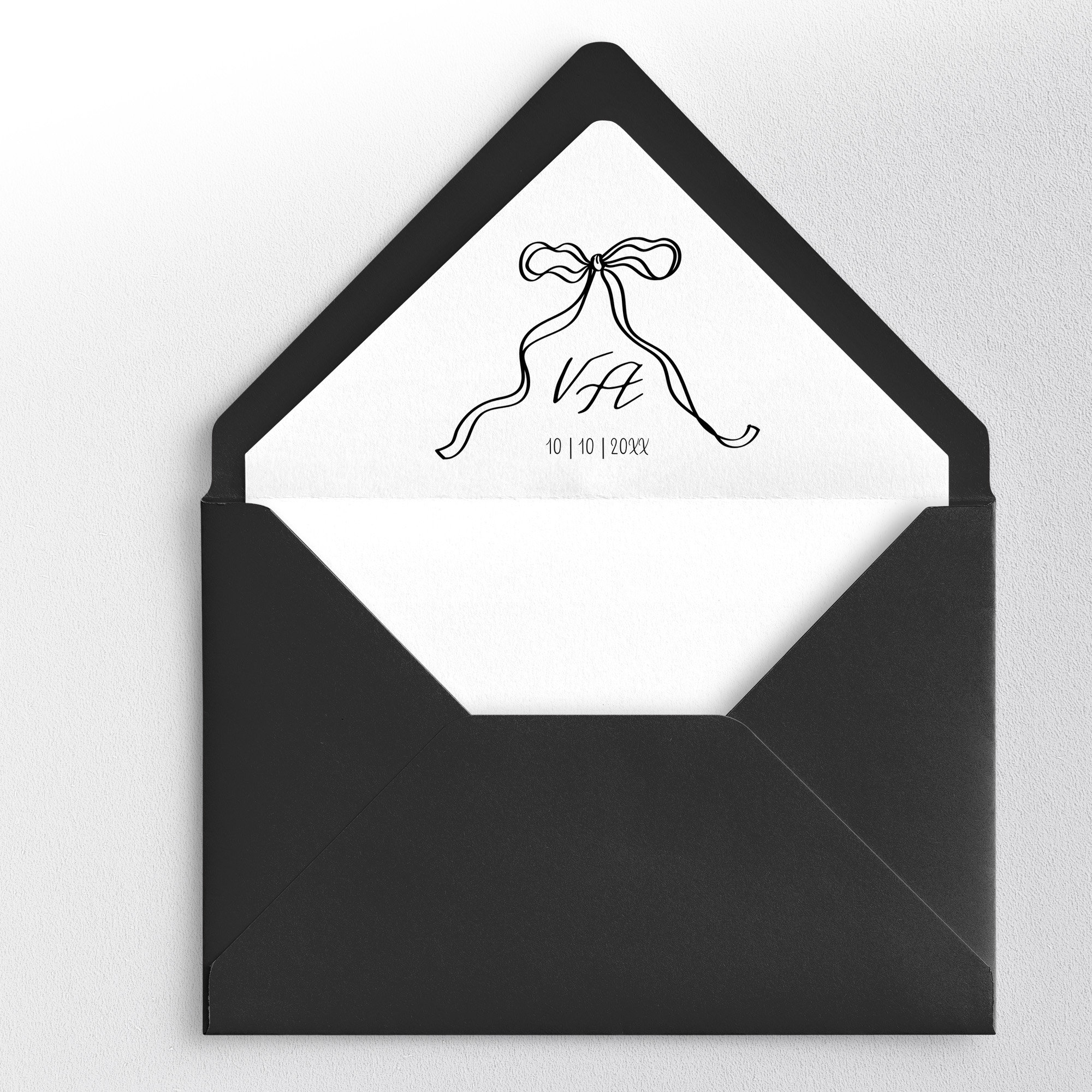 BOW Envelope Liner Template Hand Drawn Liner for Envelope Monogram Hand ...