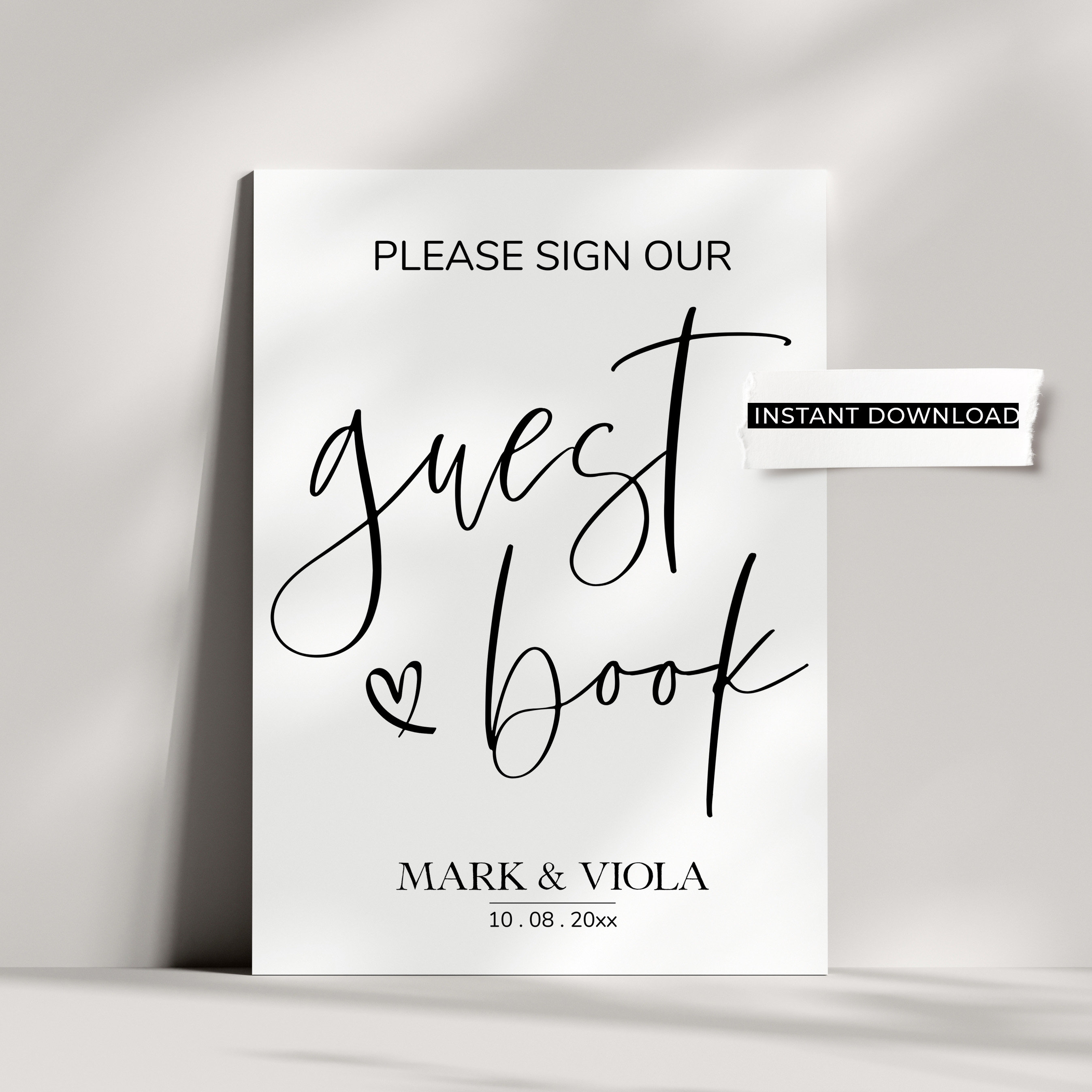 Minimalist Guest Book Sign Template Modern Wedding Guest - Etsy