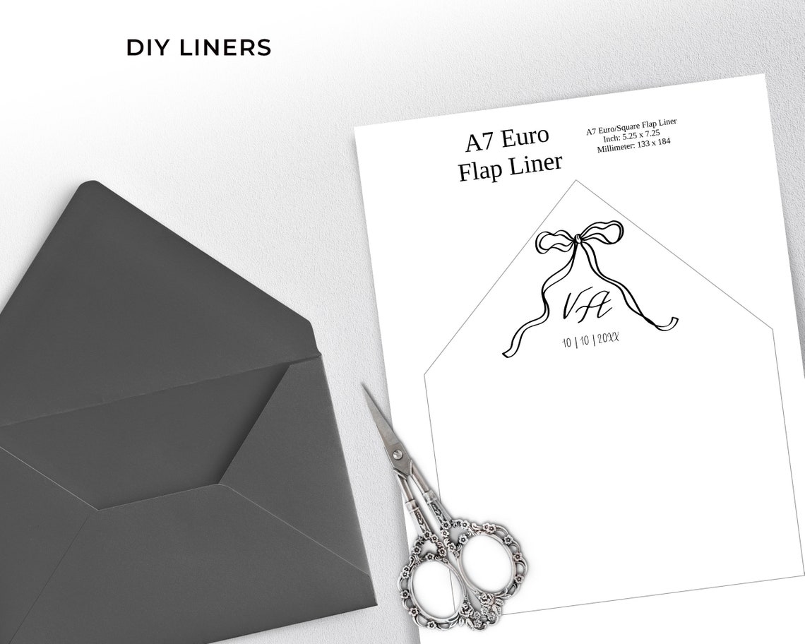 BOW Envelope Liner Template Hand Drawn Liner for Envelope Monogram Hand ...