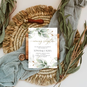Sage Evening Reception Invitation Template, Printable Greenery ...