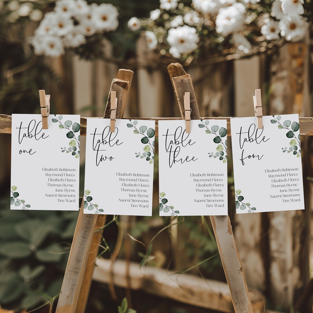 MINIMALIST Seating Chart Template, Eucalyptus Greenery Printable ...