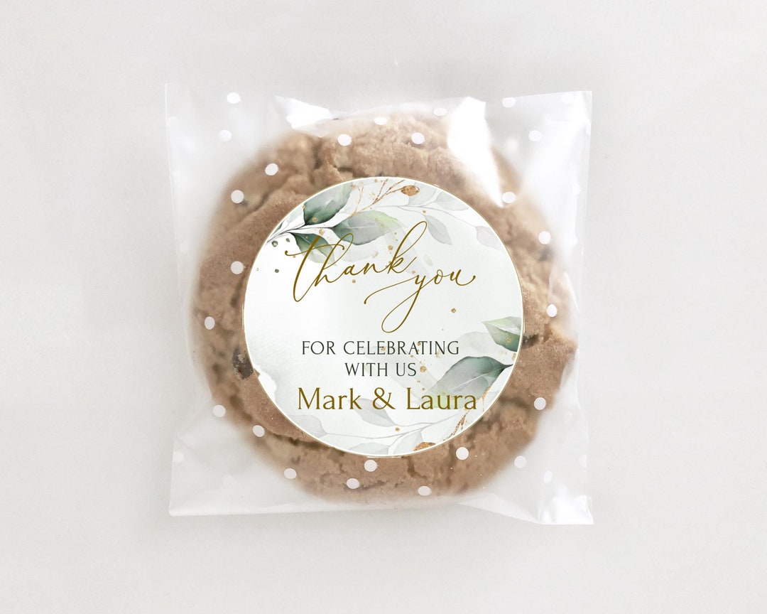 Sticker Favors Tag Template Download, Printable Greenery & Gold Wedding ...