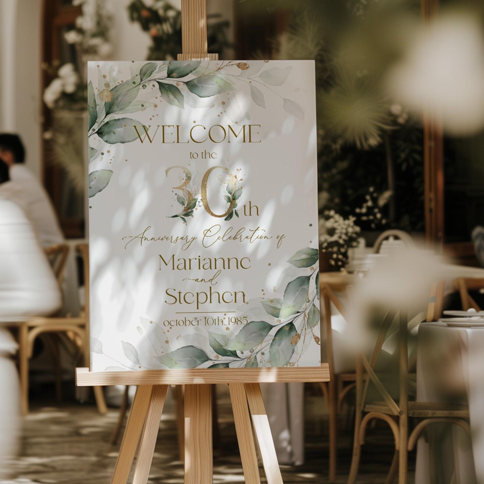 30th Anniversary Welcome Sign Template: Sage Green Printable (digital ...