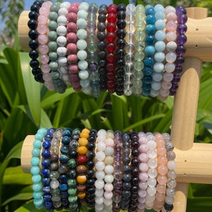 64 Kinds Genuine Gemstone Bracelets, Stretchy Crystal Bracelet for Men ...