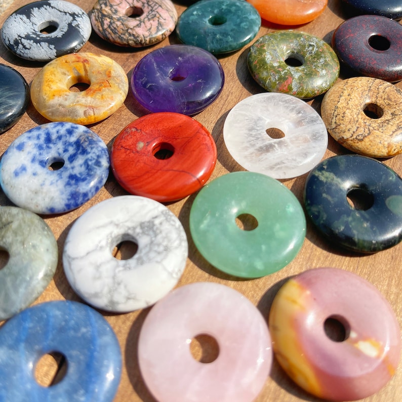 Crystal Donut Pendant Crystal Donut Necklace Gemstone - Etsy