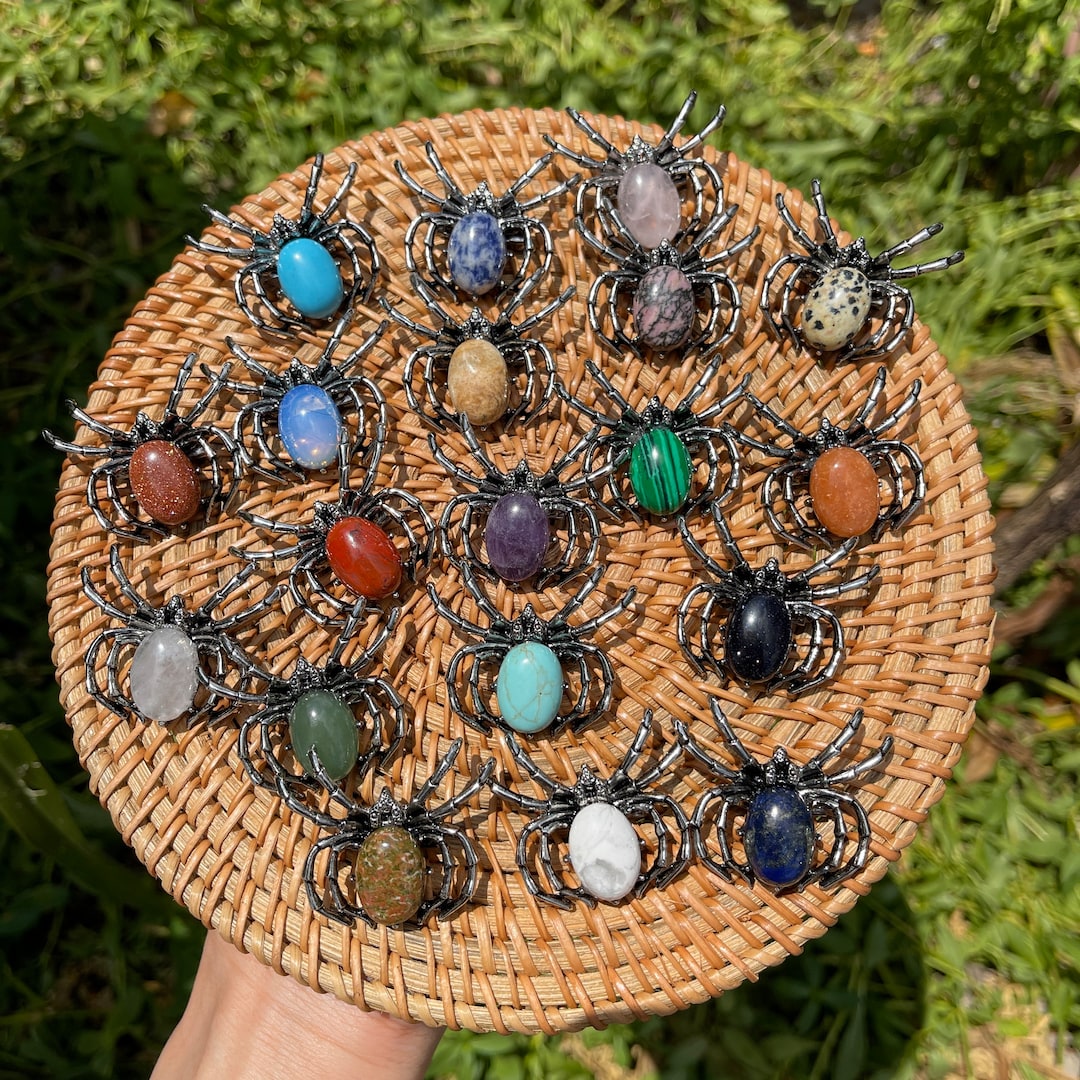 Gemstone Spider Pendant, Crystal Spider Breastpin, Spider Pendant ...