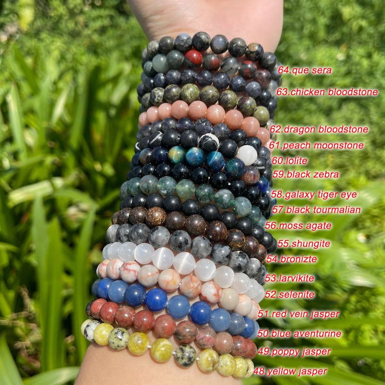 64 Kinds Genuine Gemstone Bracelets Stretchy Crystal Bracelet - Etsy