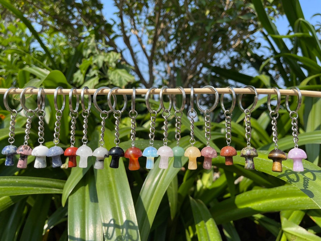 Crystal Mushroom Keychain, Mushroom Decor, Crystal Keychain. Gift for ...