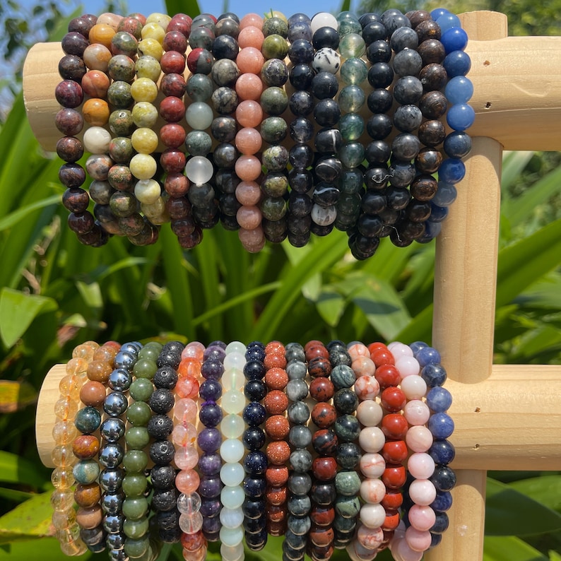 64 Kinds Genuine Gemstone Bracelets Stretchy Crystal Bracelet - Etsy UK