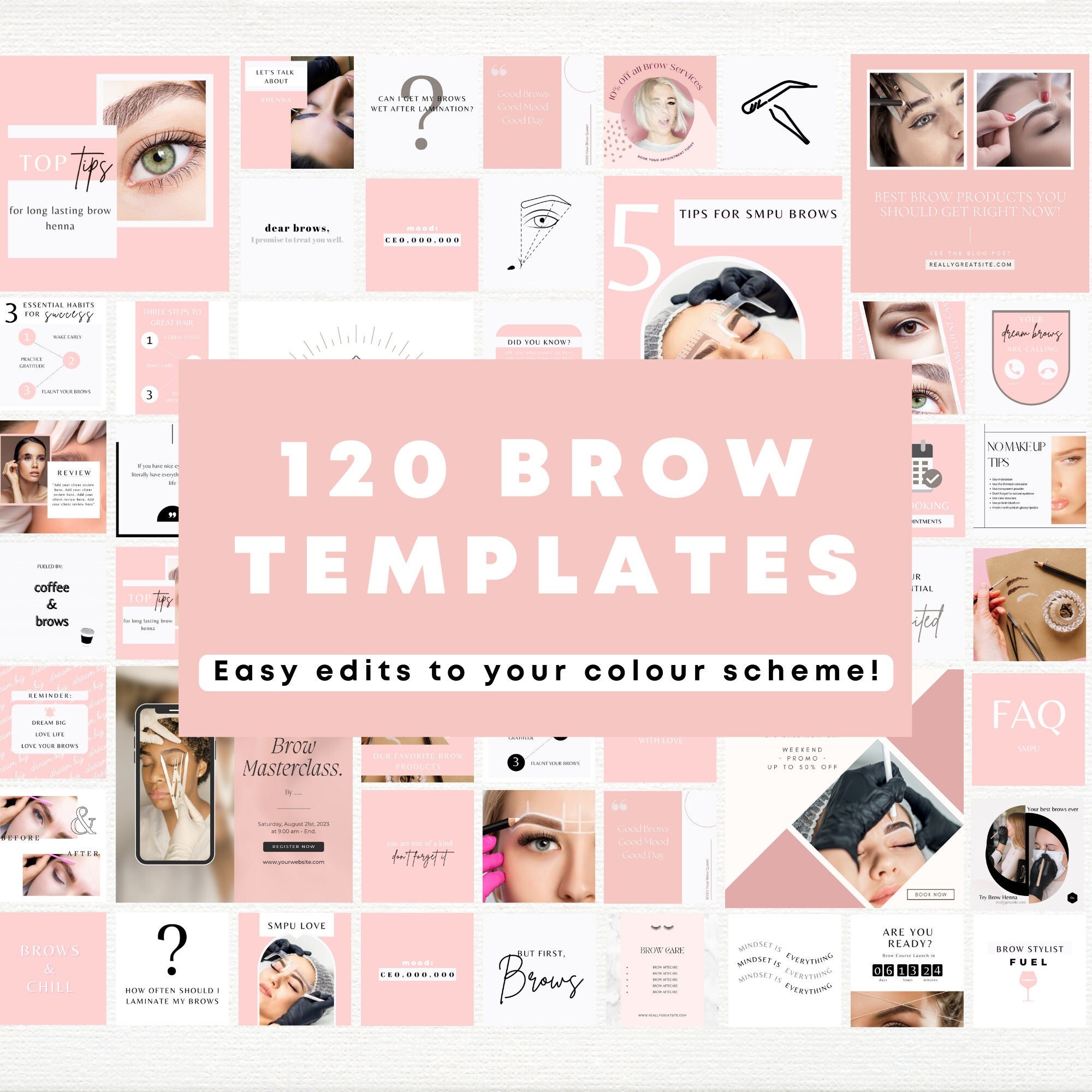 Brow Tech Instagram Templates, Canva Editable Templates, Brow ...