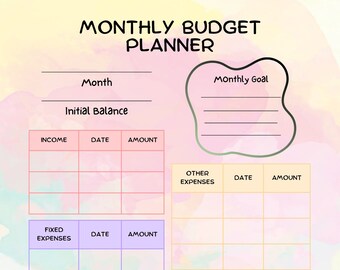 Monthly Budget Planner, Digital Download, Budget Planner, Digital ...
