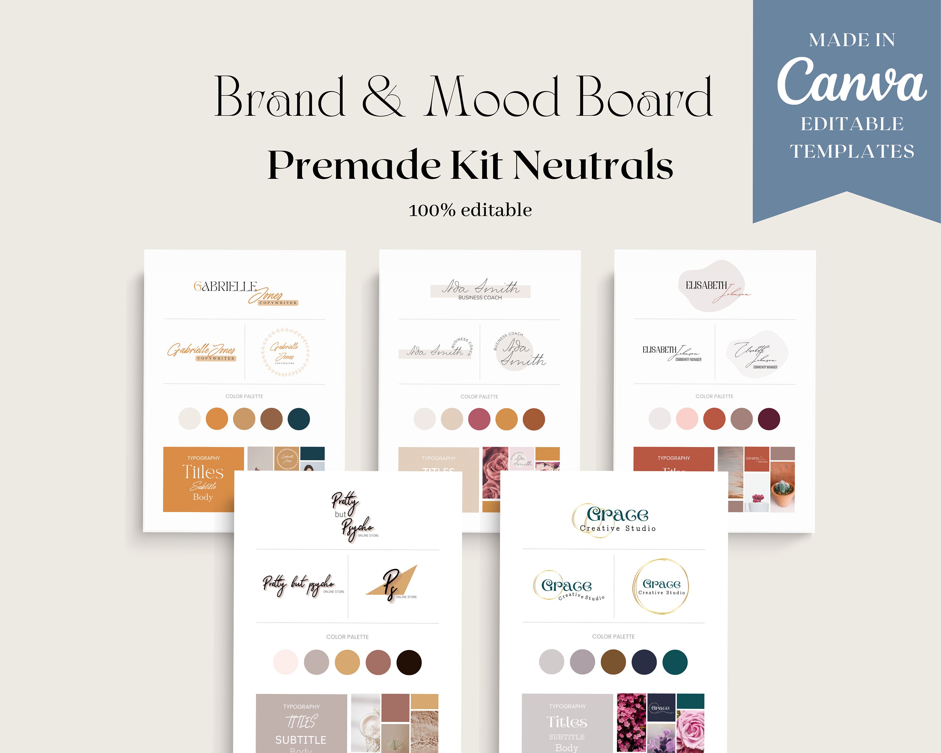 Editable Brand Boards Template Logo Design Canva Editable Branding ...