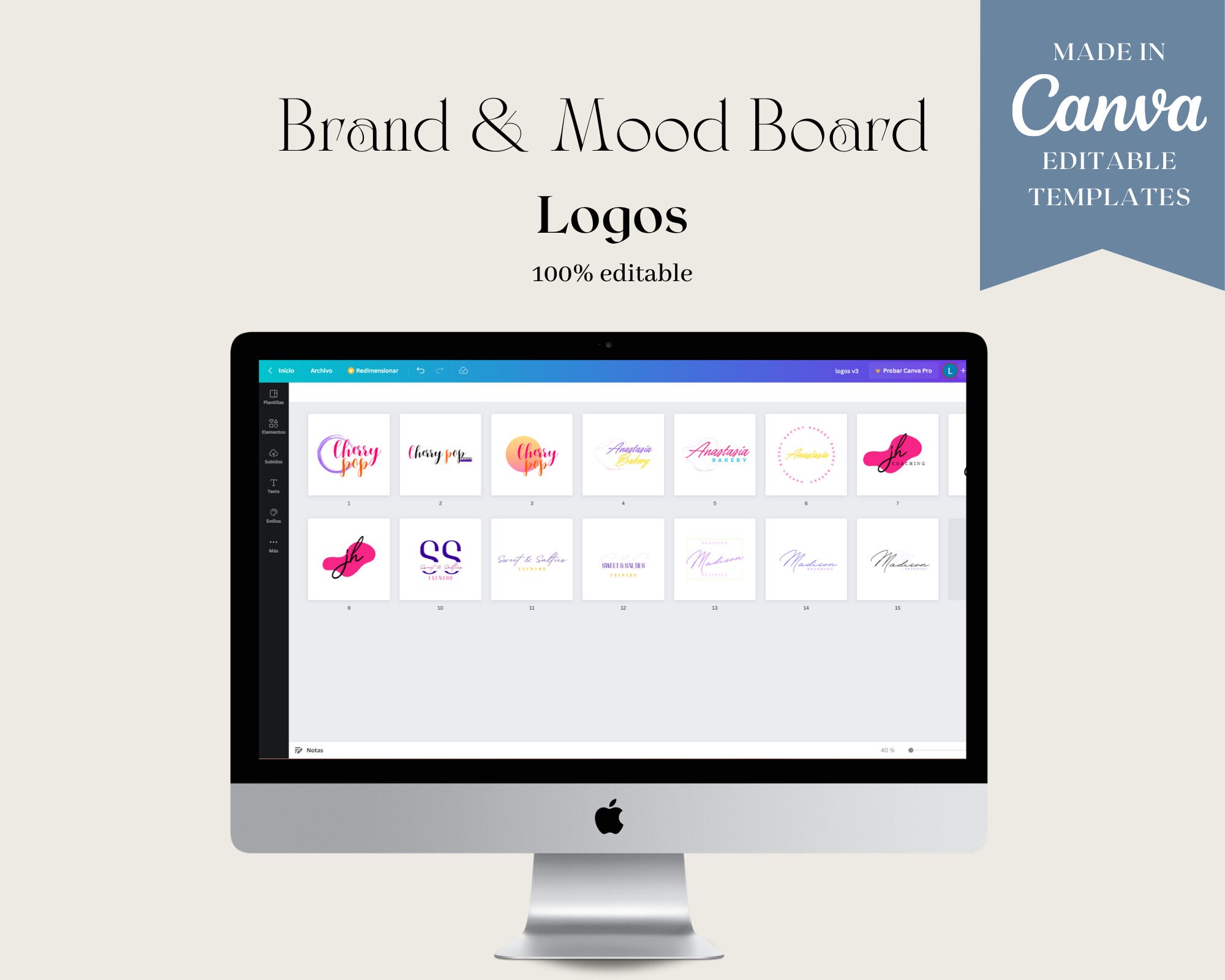 Editable Brand Boards Template| Logo Design | Canva | Editable Branding ...