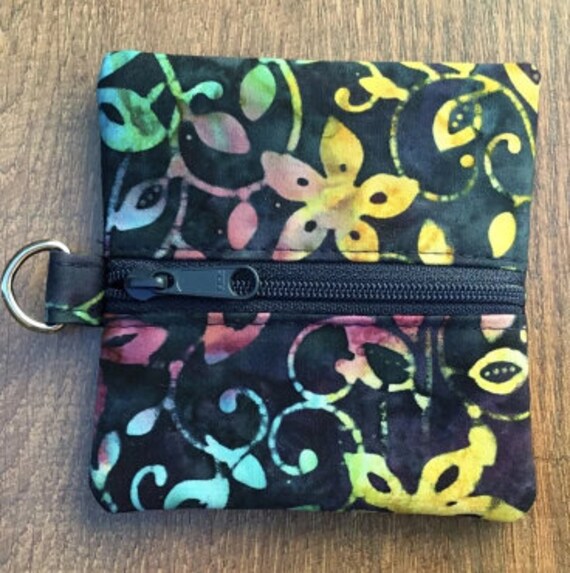 Blue Floral Batik Coin Purse - Etsy