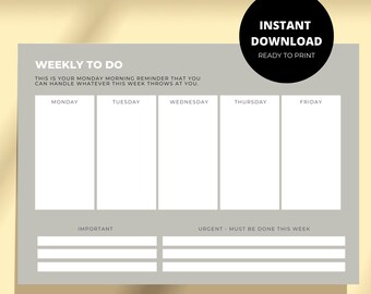 Printable Minimal Weekly TO DO Lists in A4 2 Files in Sand & Black and ...