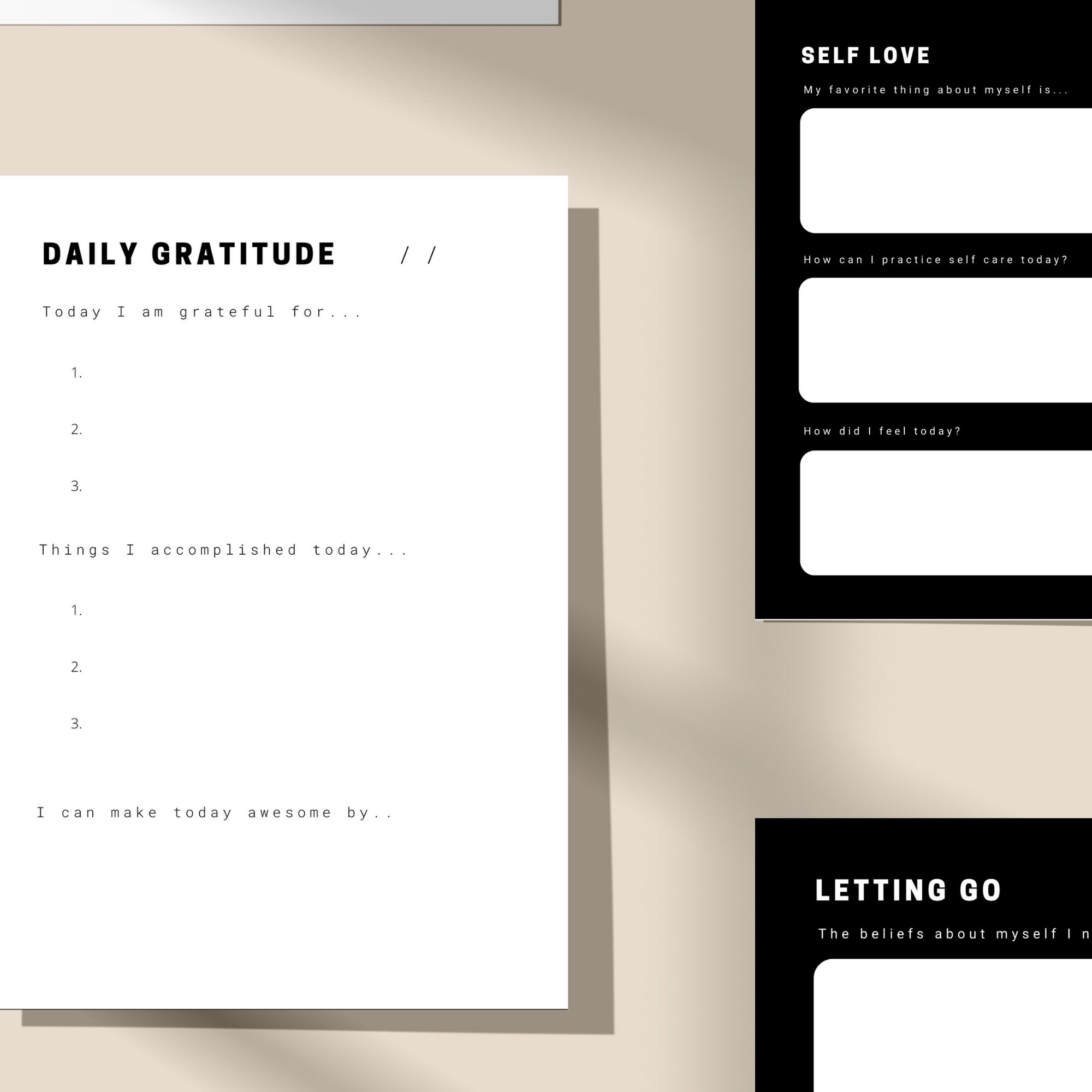 Printable Gratitude Journal Bundle in Black and White Treasure What You ...