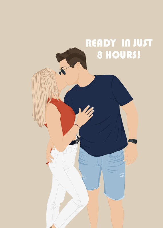 Custom Minimal 2 People No Face Illustration Digital - Etsy