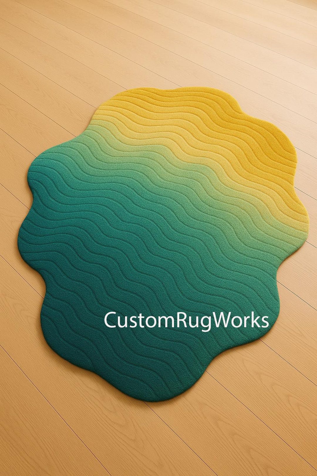 Hand-tufted Wool Area Rug: Rambo Design Abstract Wavy Design for Floor ...