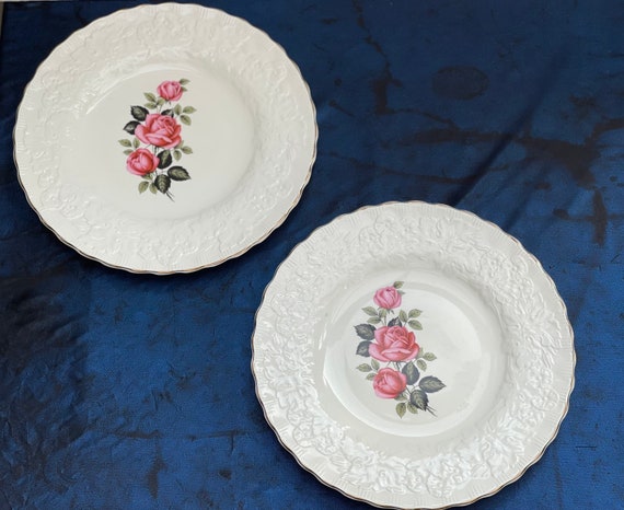 Vintage 2 X Alfred Meakin Rose Flower Gold Rimmed Patterned - Etsy
