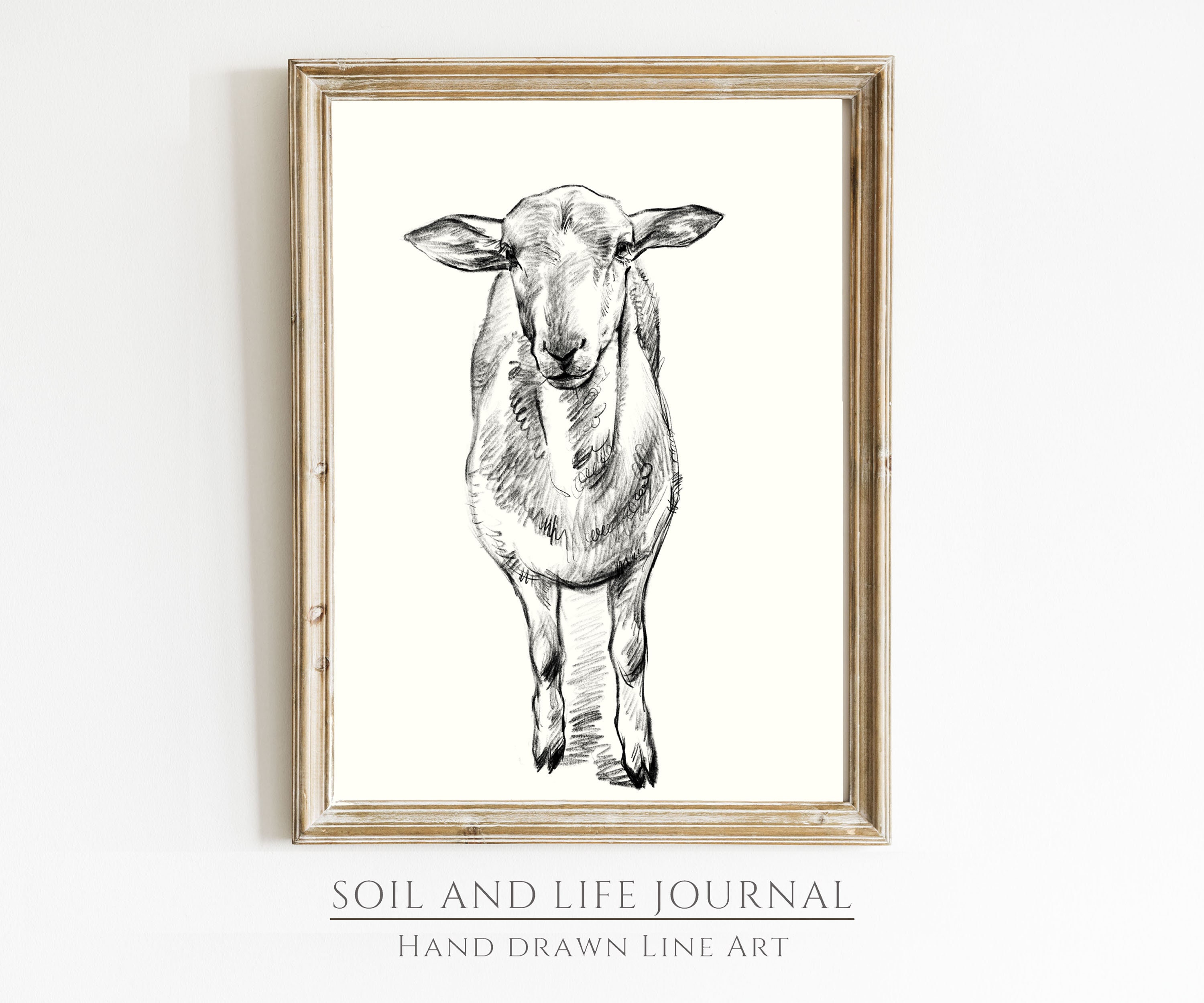 Printable Goat Sketch Art Print Cute Hand-drawn Digital Animal Prints ...