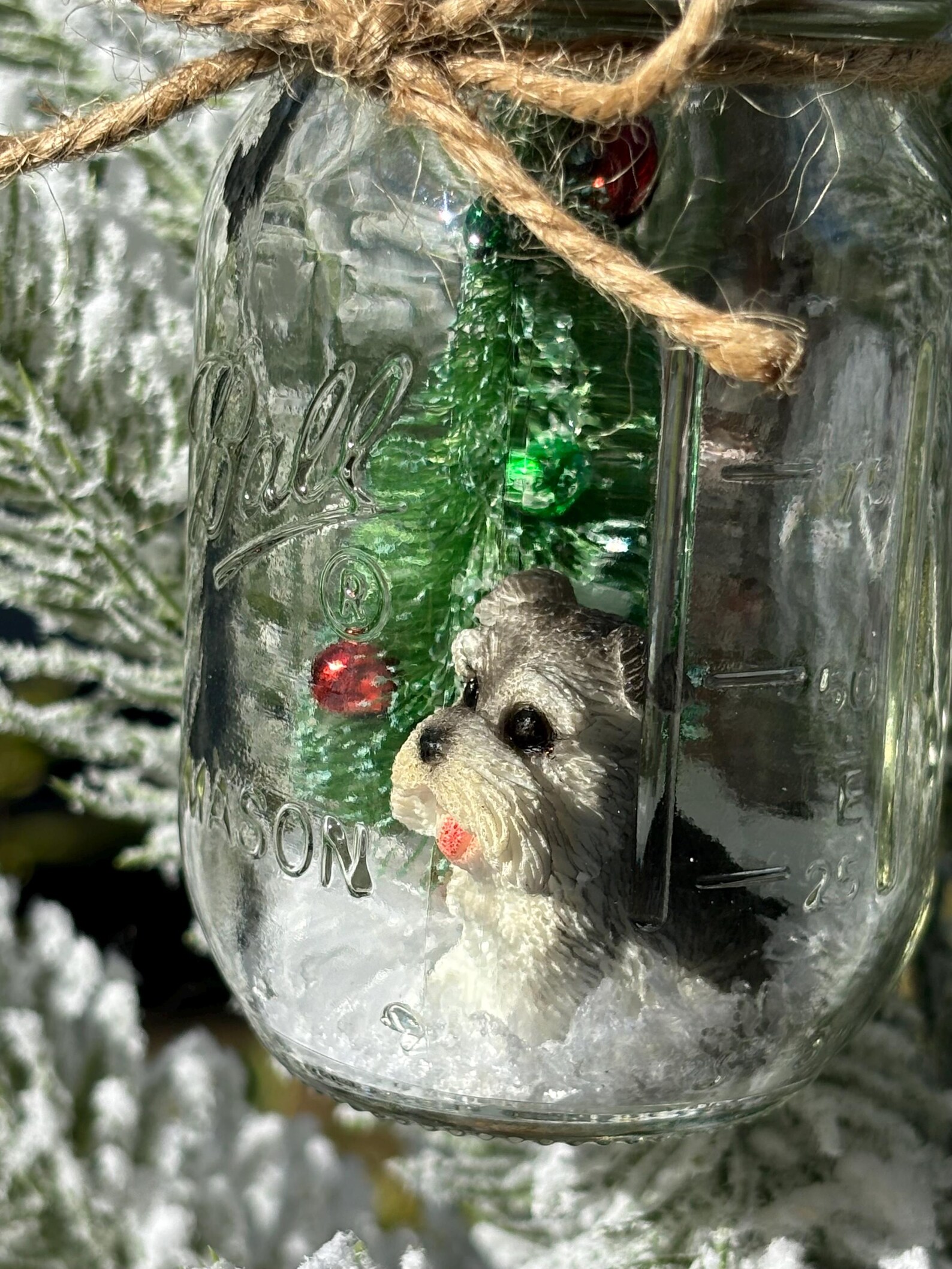 Miniature Glass Ball Mason Jar Farmhouse Christmas Ornament With Dog in ...