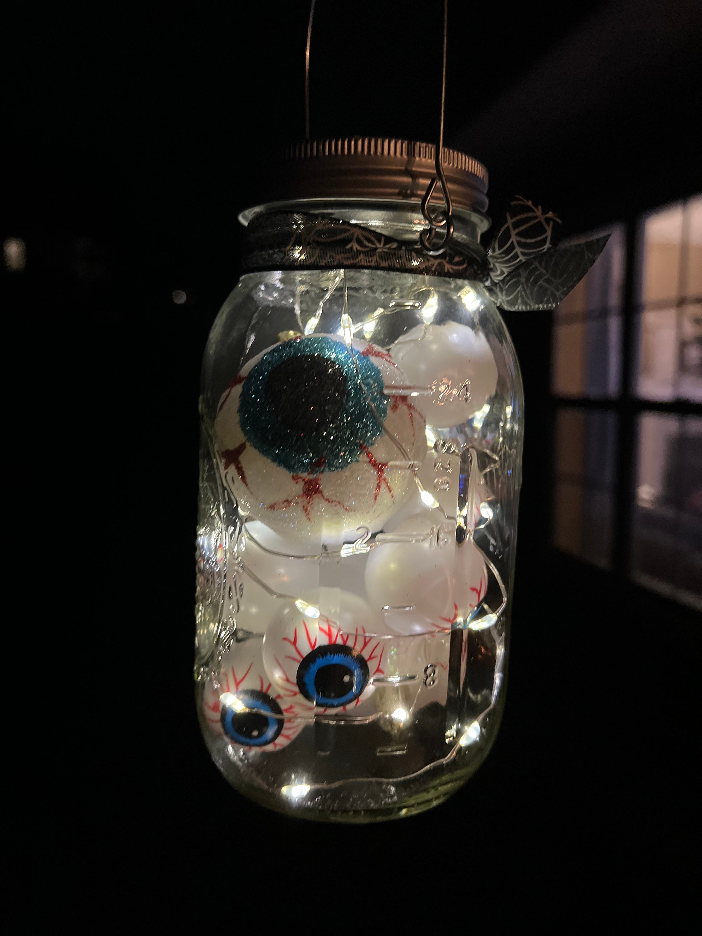 Halloween Eyeball Hanging Mason Jar Solar Lantern, Halloween Spooky ...