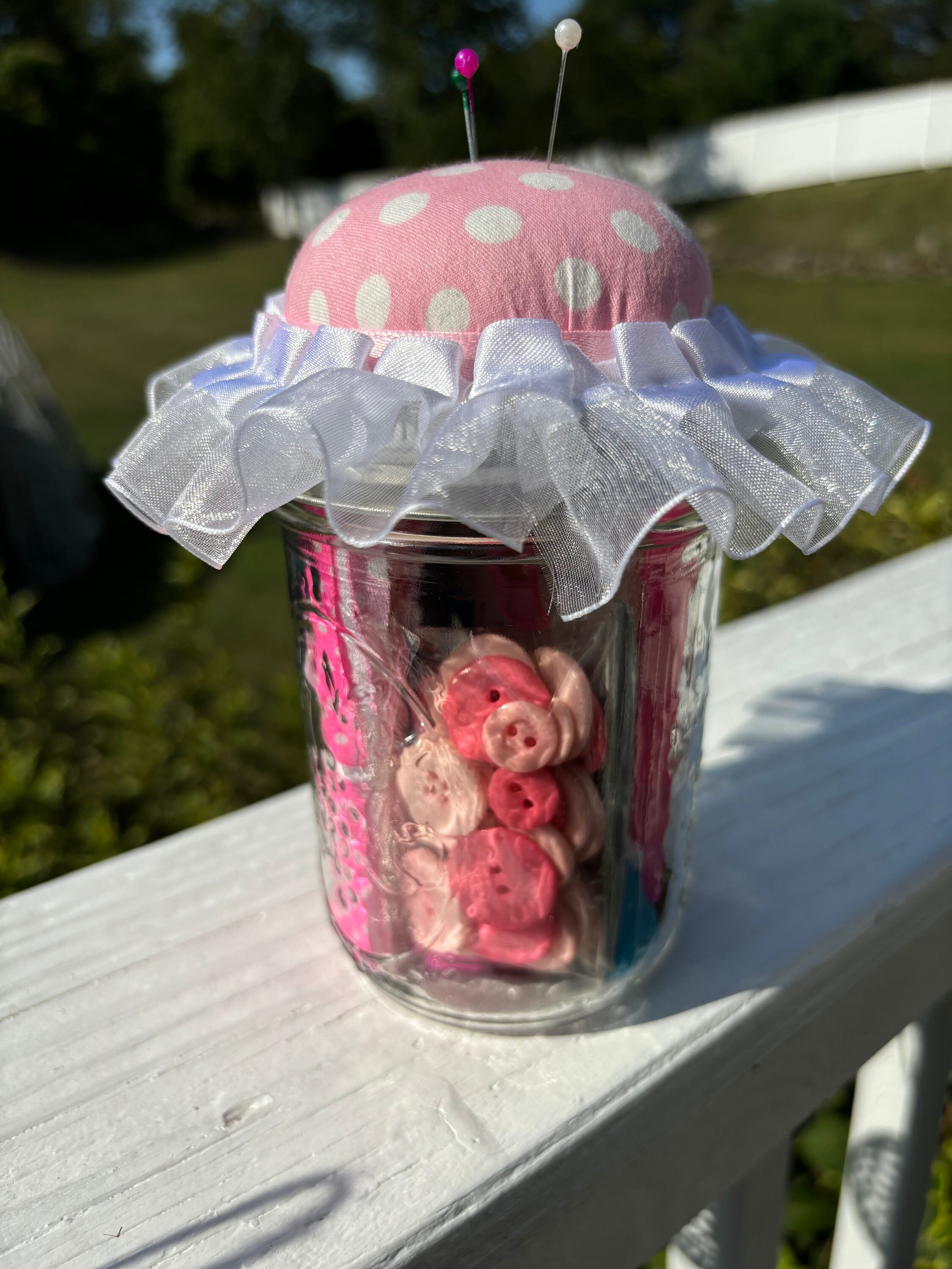 Mason Jar Pin Cushion/supply Holder With Supplies, Gift for Sewers ...
