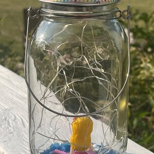 Mermaid Mason Jar Solar Lantern With Ocean Blue Lights, Bathroom or ...