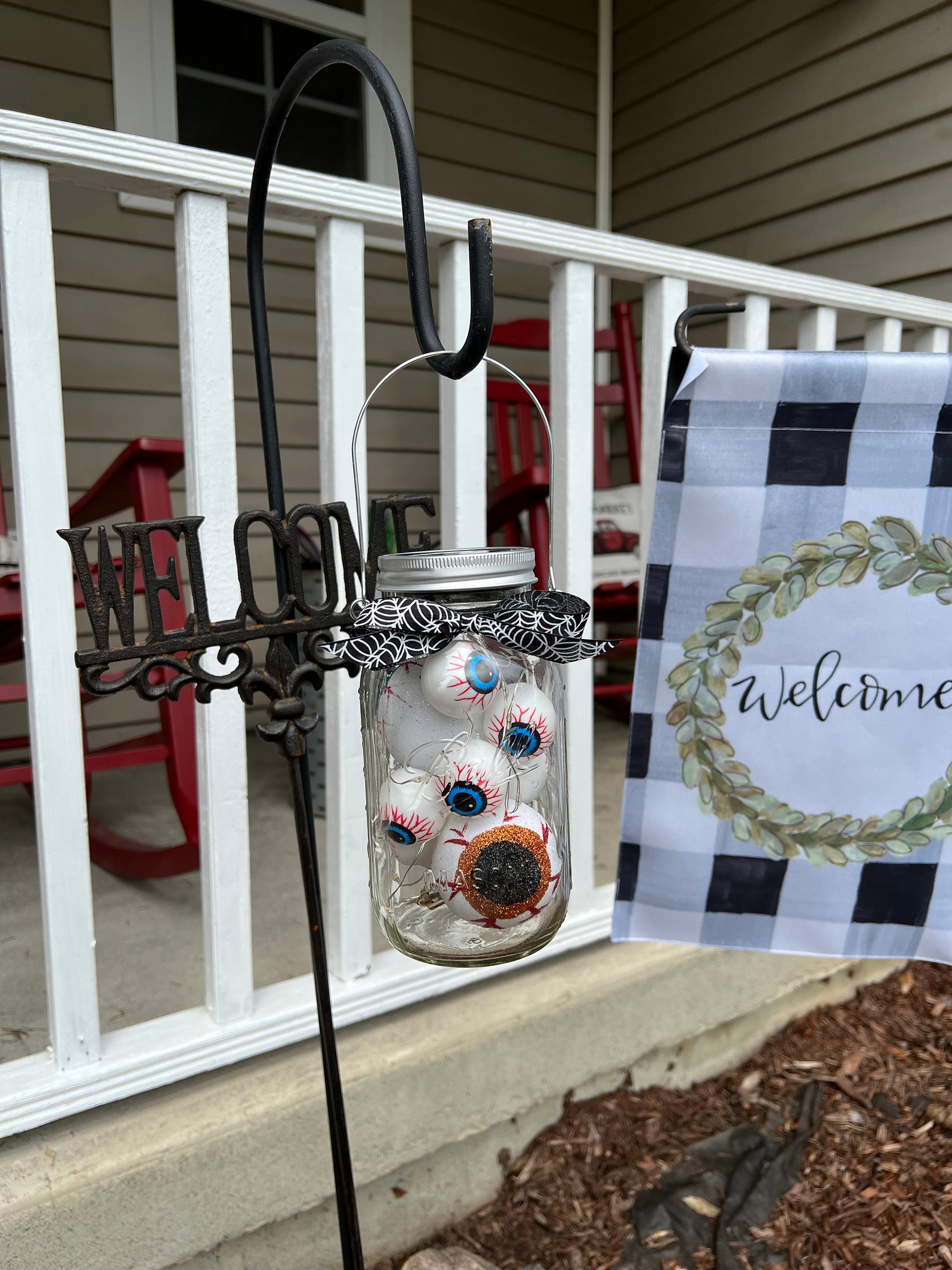 Halloween Eyeball Hanging Mason Jar Solar Lantern, Halloween Spooky ...