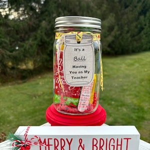 Gift for Teacher, Wide Mouth Ball Mason Jar Filled With Classroom ...