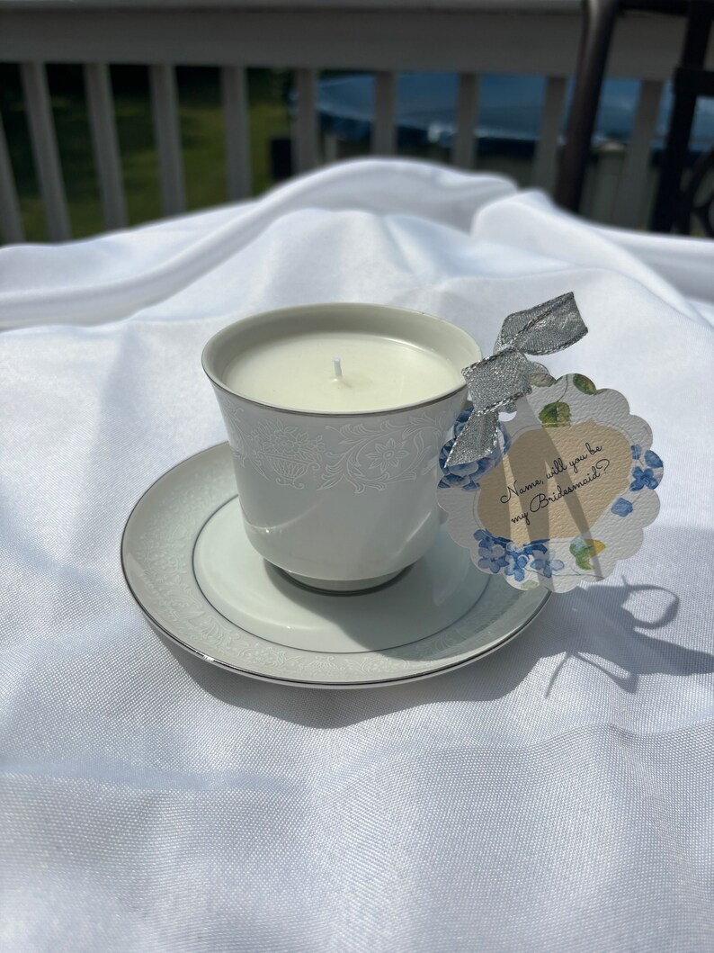 Tea Cup and Saucer Candle, Porcelain Candle Set, Personalized Gift for ...