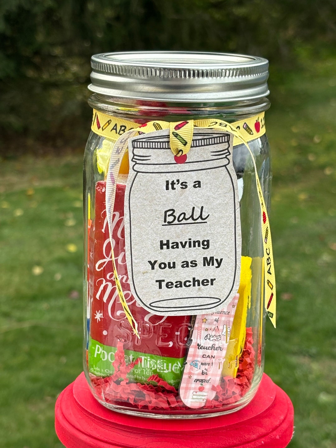 Gift for Teacher, Wide Mouth Ball Mason Jar Filled With Classroom ...