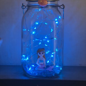Mermaid Mason Jar Solar Lantern With Ocean Blue Lights, Bathroom or ...