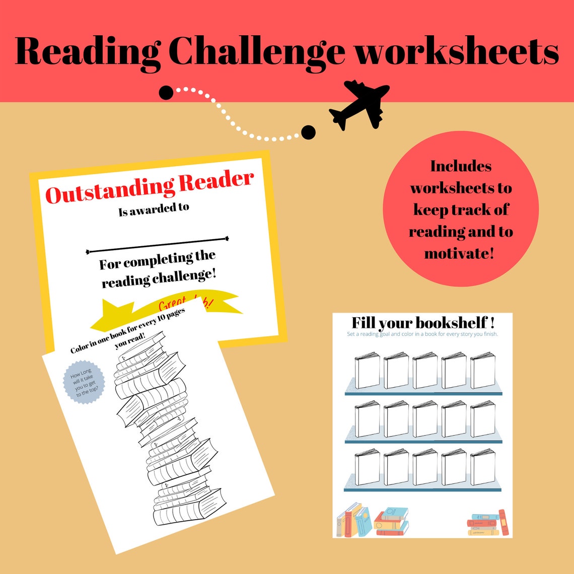 Printable Reading Challenge Worksheets - Etsy
