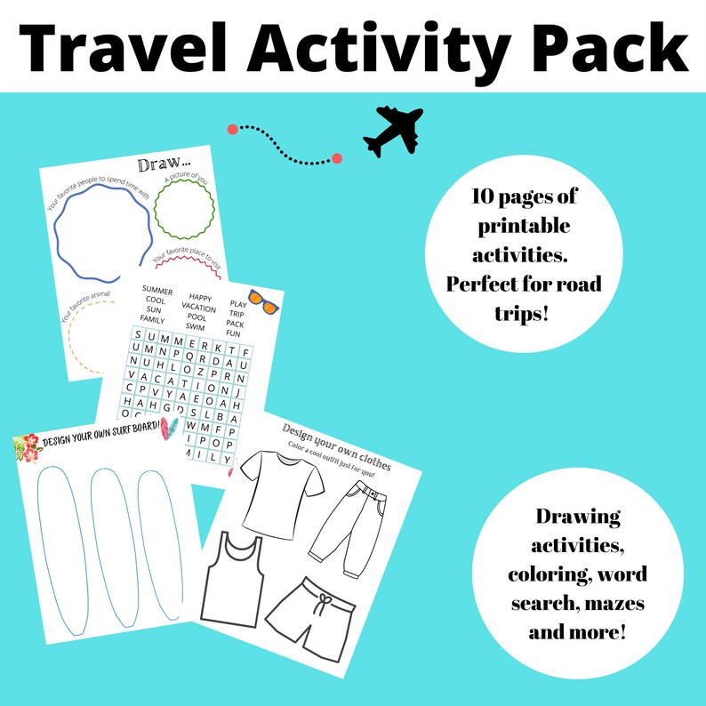 Kids Travel Activity Pack - Etsy