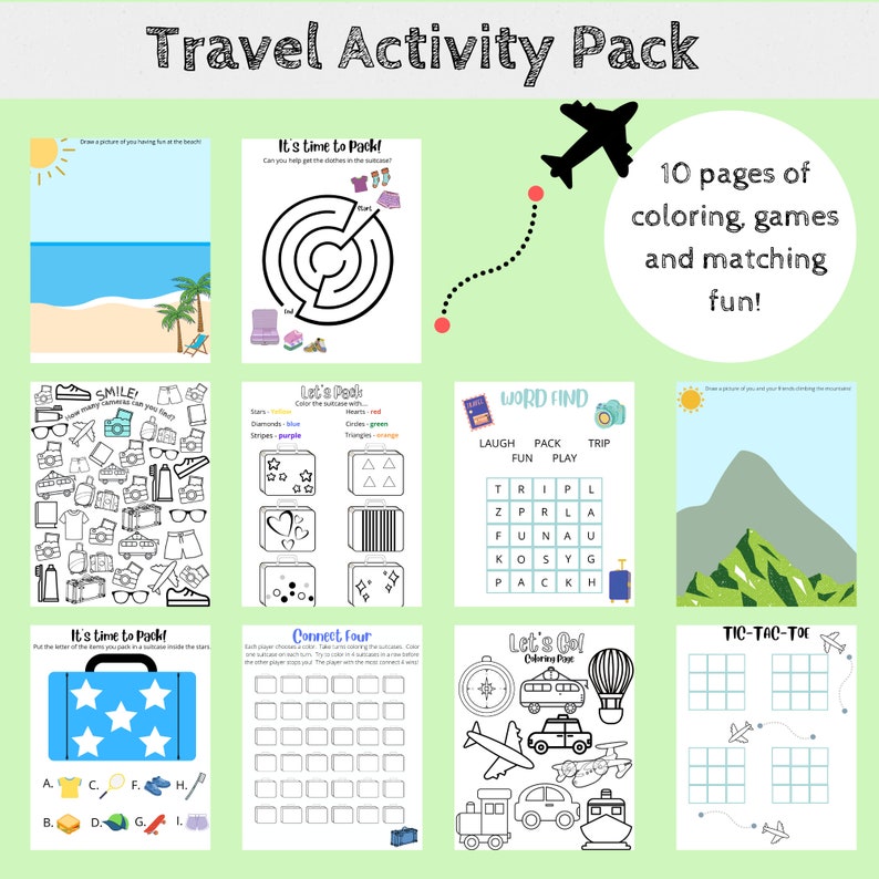 Kids Travel Activity Pack - Etsy